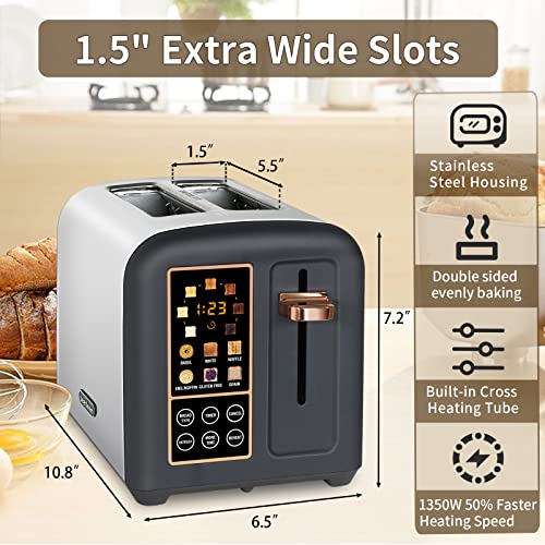 SEEDEEM Toaster 2 Slice, Stainless Steel Bread Toaster with LCD Displa ...